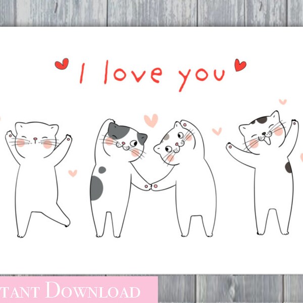 I Love You Cat Card - Etsy