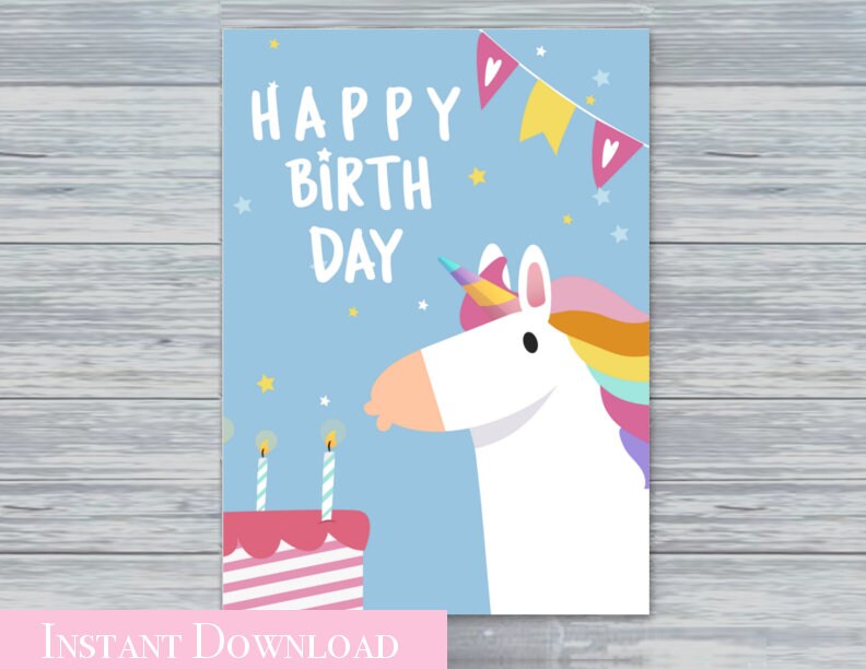 Unicorn Birthday Card Template