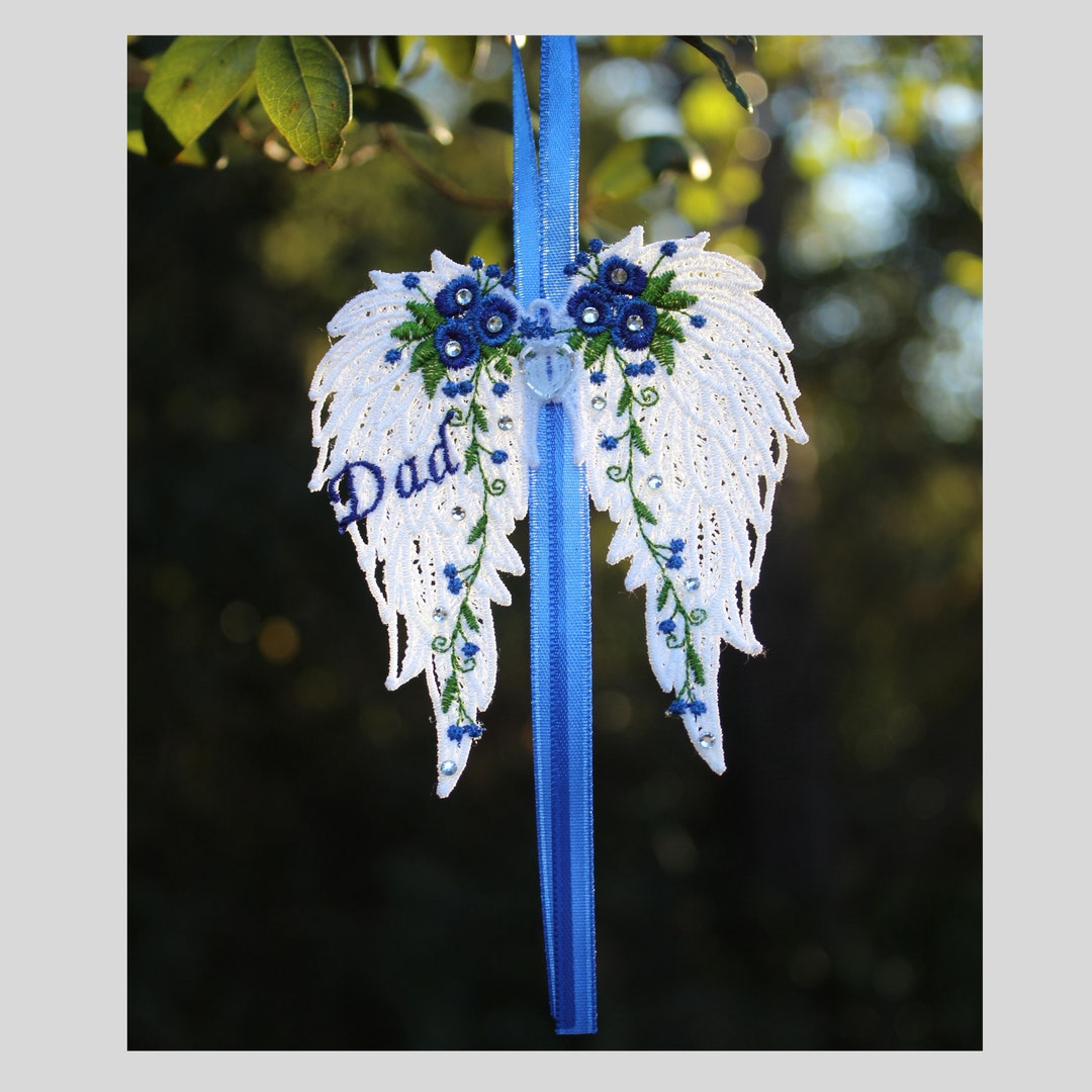 In Loving Memory of Dad Angel Wings. Sympathy Gift Ornament or Keepsake ...