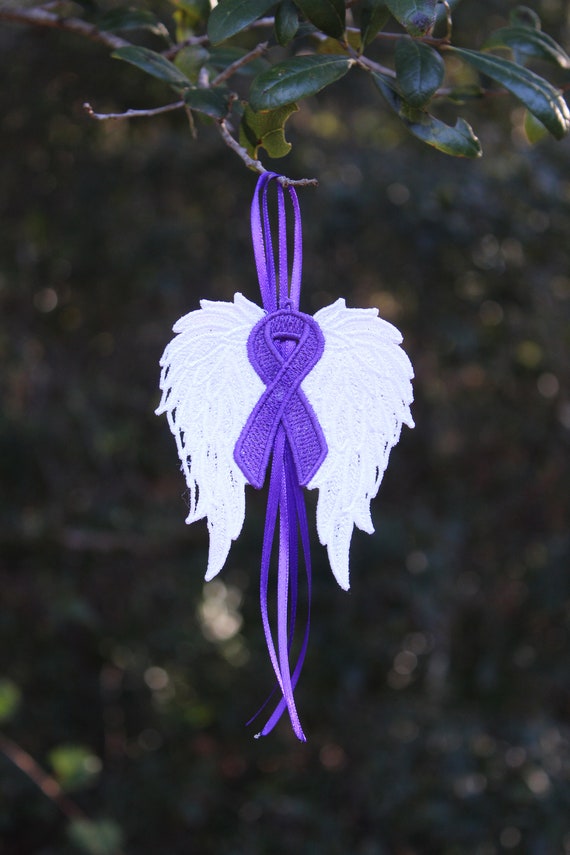 Purple Ribbon With Angel Wings