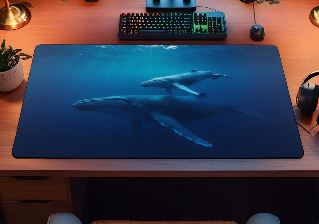 Humpback Whale Desk Mat, Inspirational Ocean Mouse Pad, Gaming Mat ...