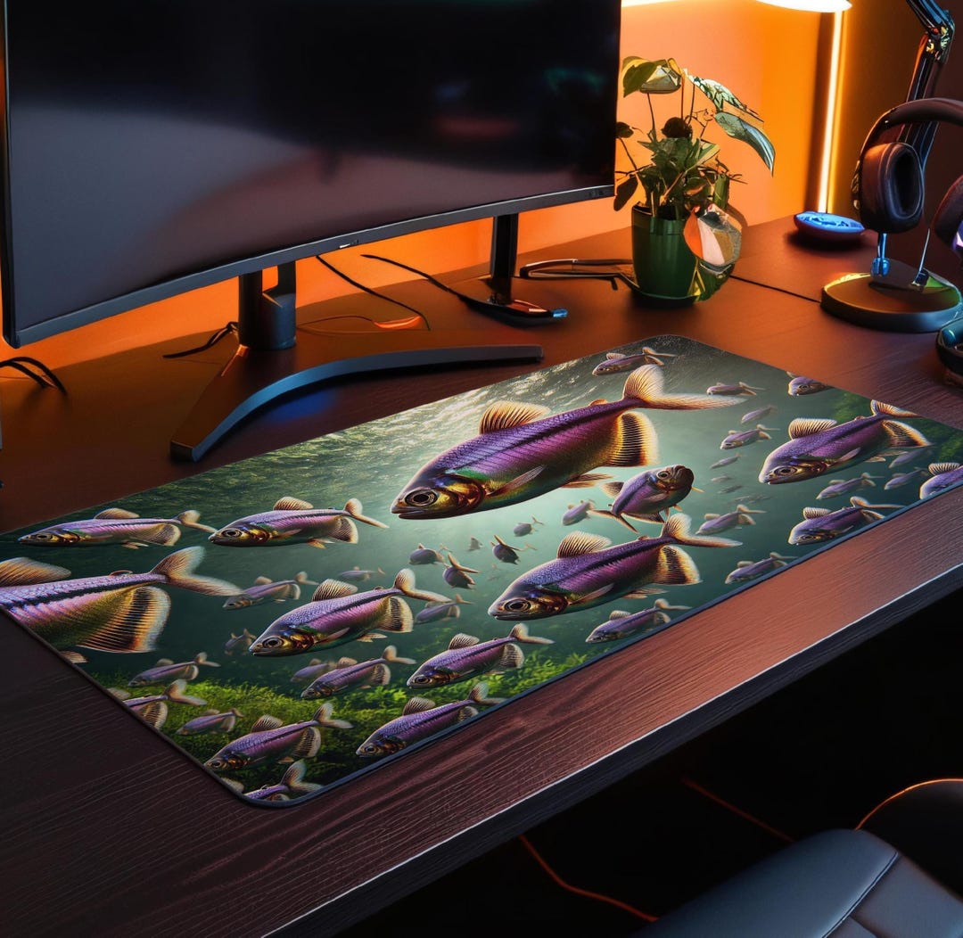 Tetra Fish XL Desk Pad, Amazon Jungle Fish, Gaming Mouse Pad, Aquarium ...