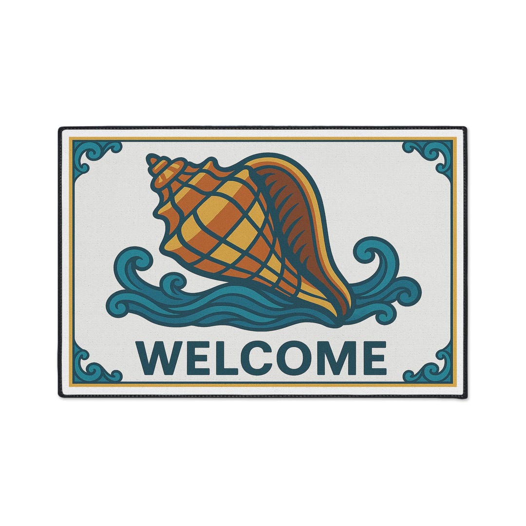 Coastal Welcome Mat, Beach Decor, Indoor/outdoor Rug, Nautical Entrance ...