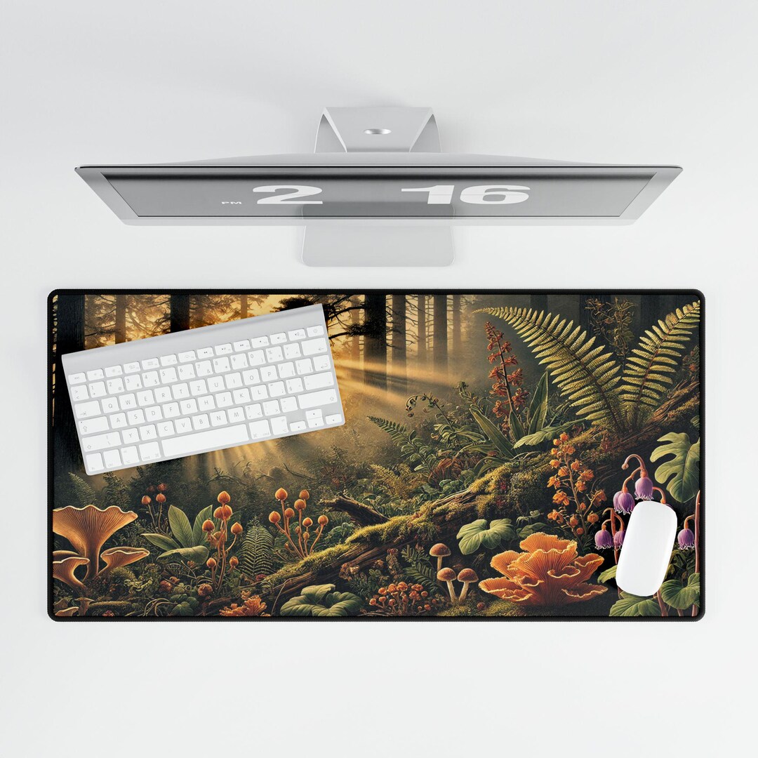 Nature-inspired Desk Mat, Forest Scene Desktop Mat, Cottage Core, Gift ...