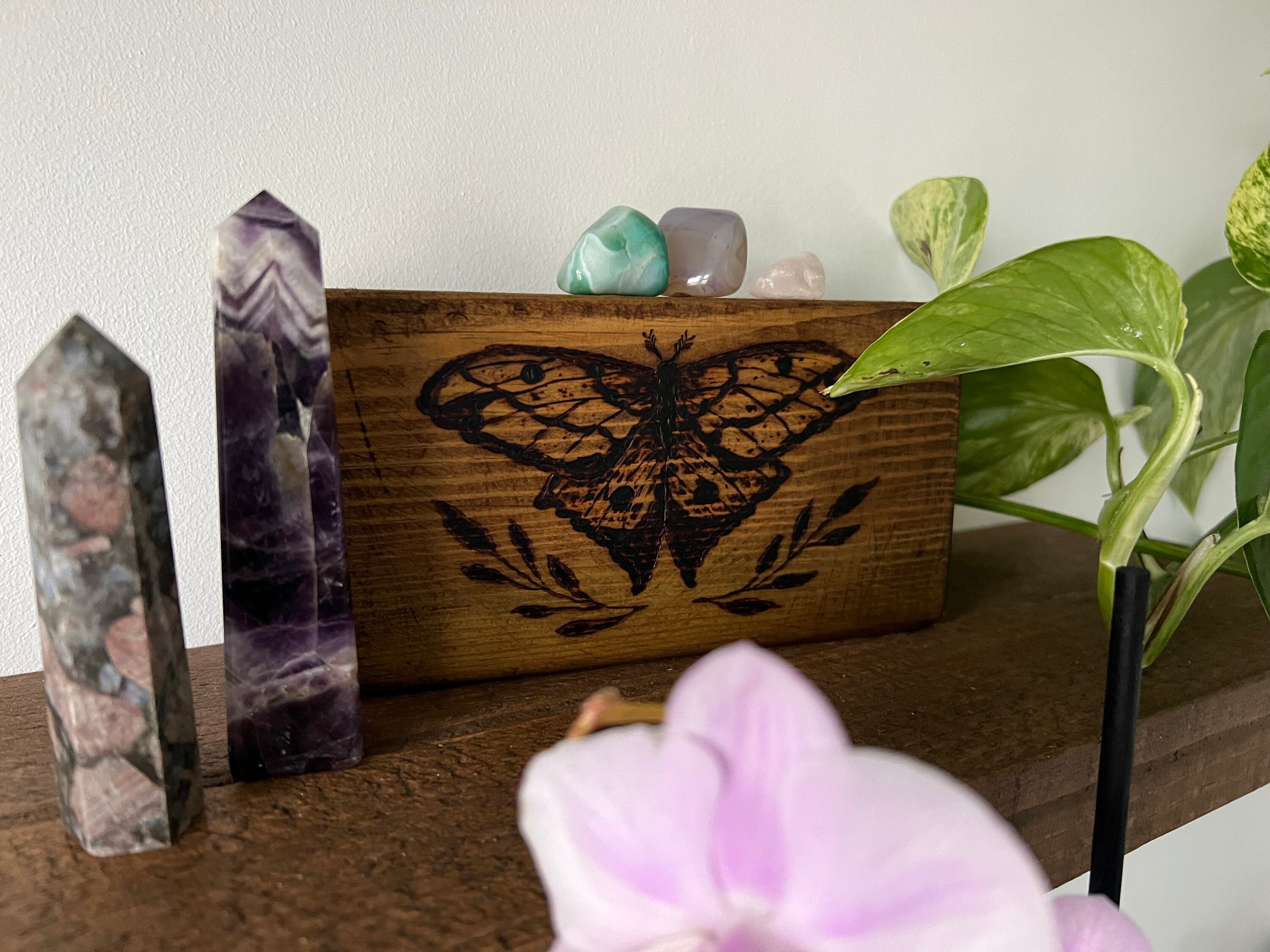 Moth Pyrography on Reclaimed Wood Block. - Etsy
