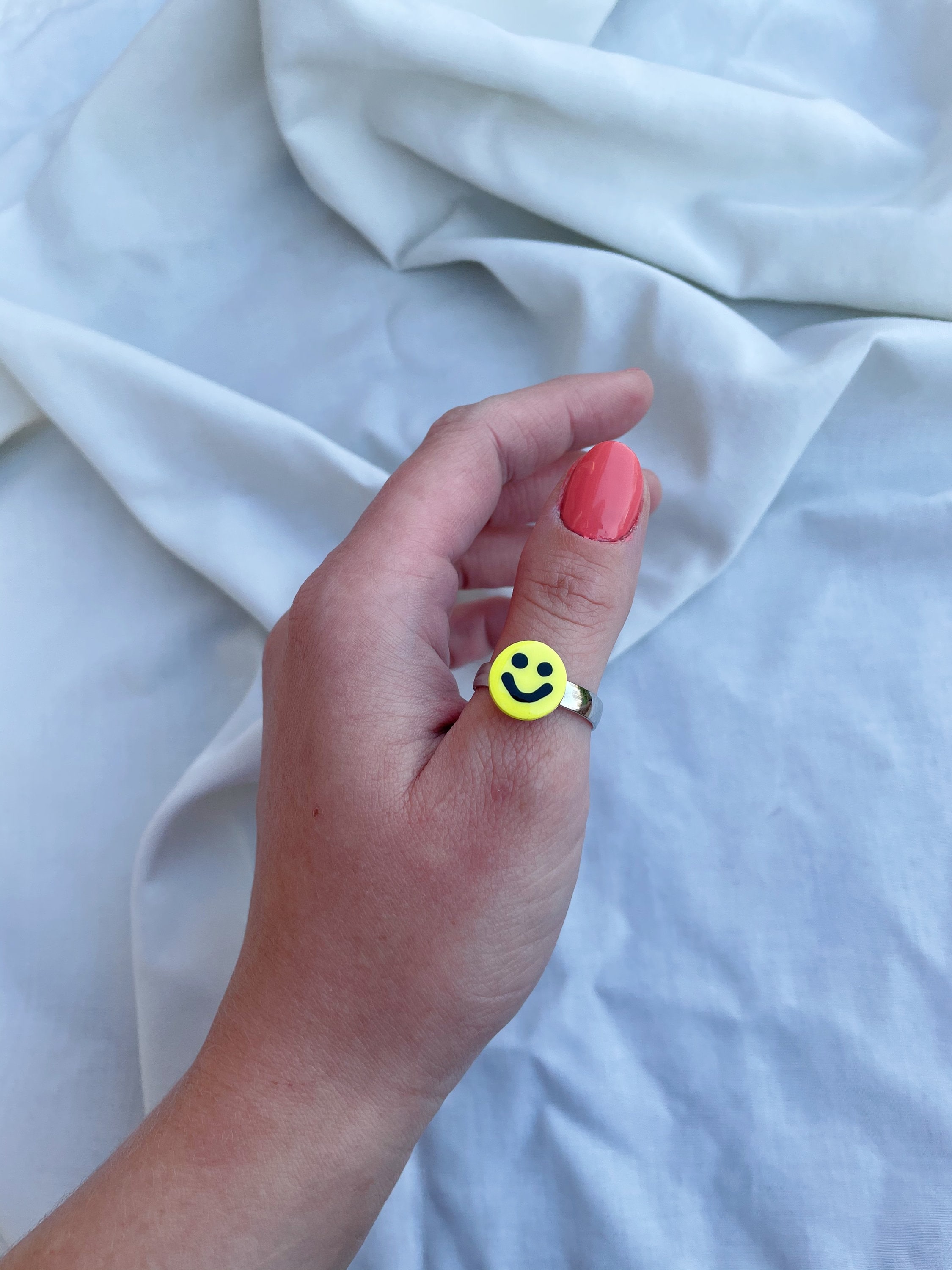 Funky Smiley Face Adjustable Rings Polymer Clay Clay Rings - Etsy
