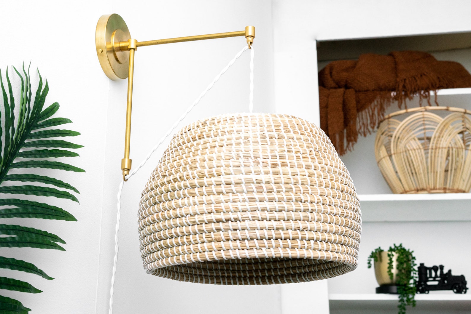 Boho Lighting African Basket Light Plug in Swag Light - Etsy