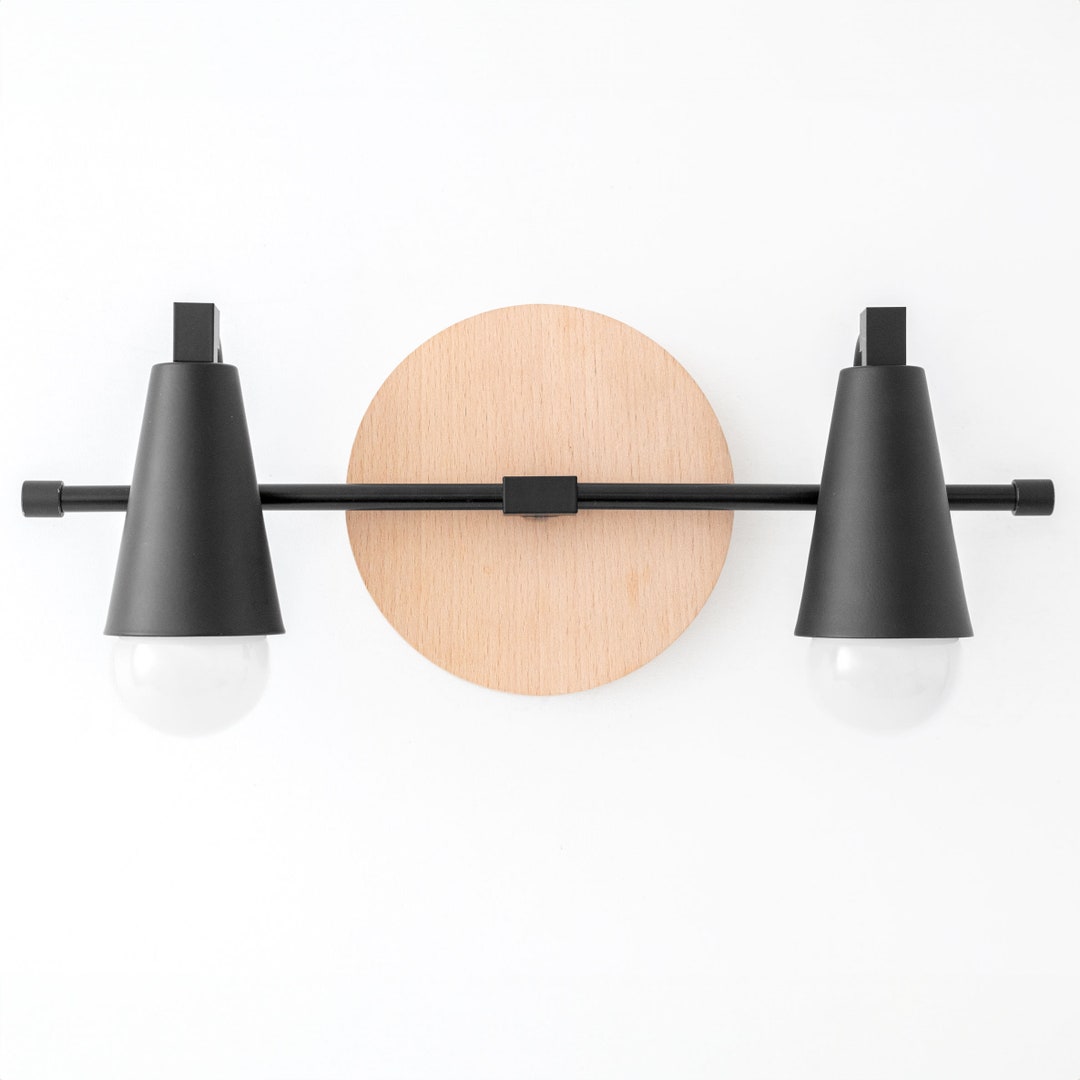Black Vanity Light Wood Sconce Scandinavian Light Bathroom Vanity Wall ...