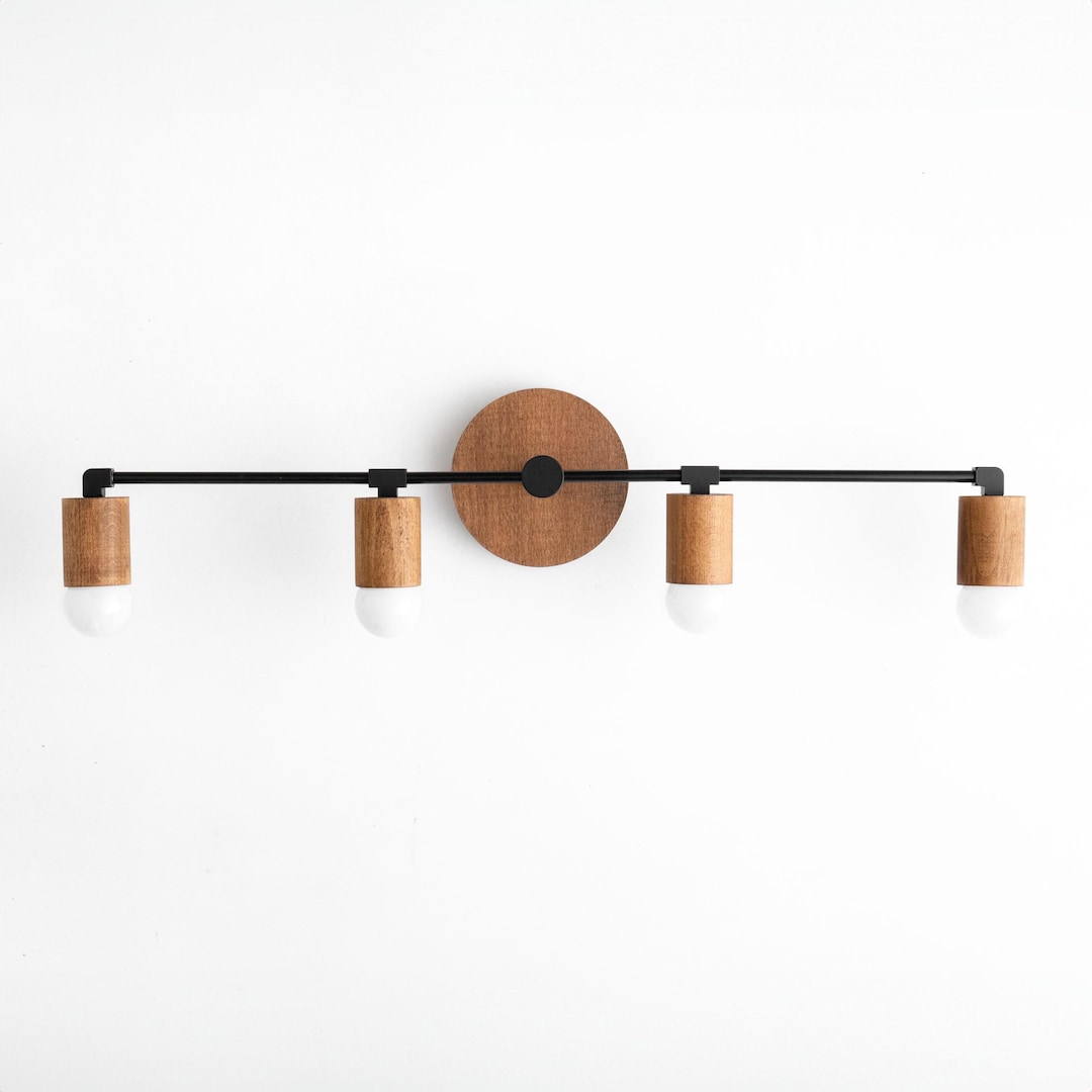 Vanity Light - Oak Finish Lamp - Modern Farmhouse - Rustic Lighting ...
