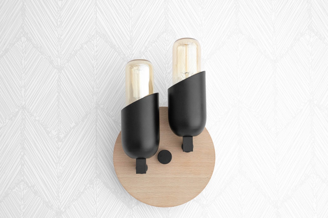 Scandinavian Sconce - Edison Light Fixture - Wood Light Fixture - Boho ...