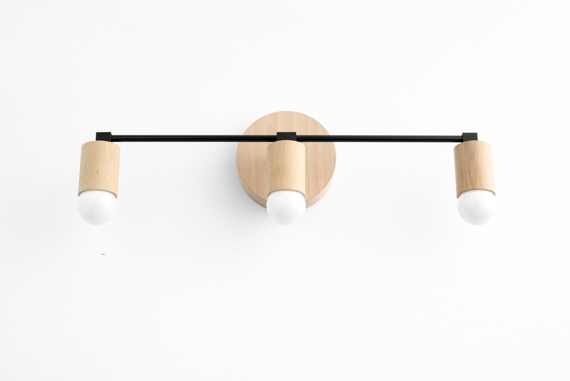 Boho Lighting Beech Wood Natural Wood Light Vanity - Etsy