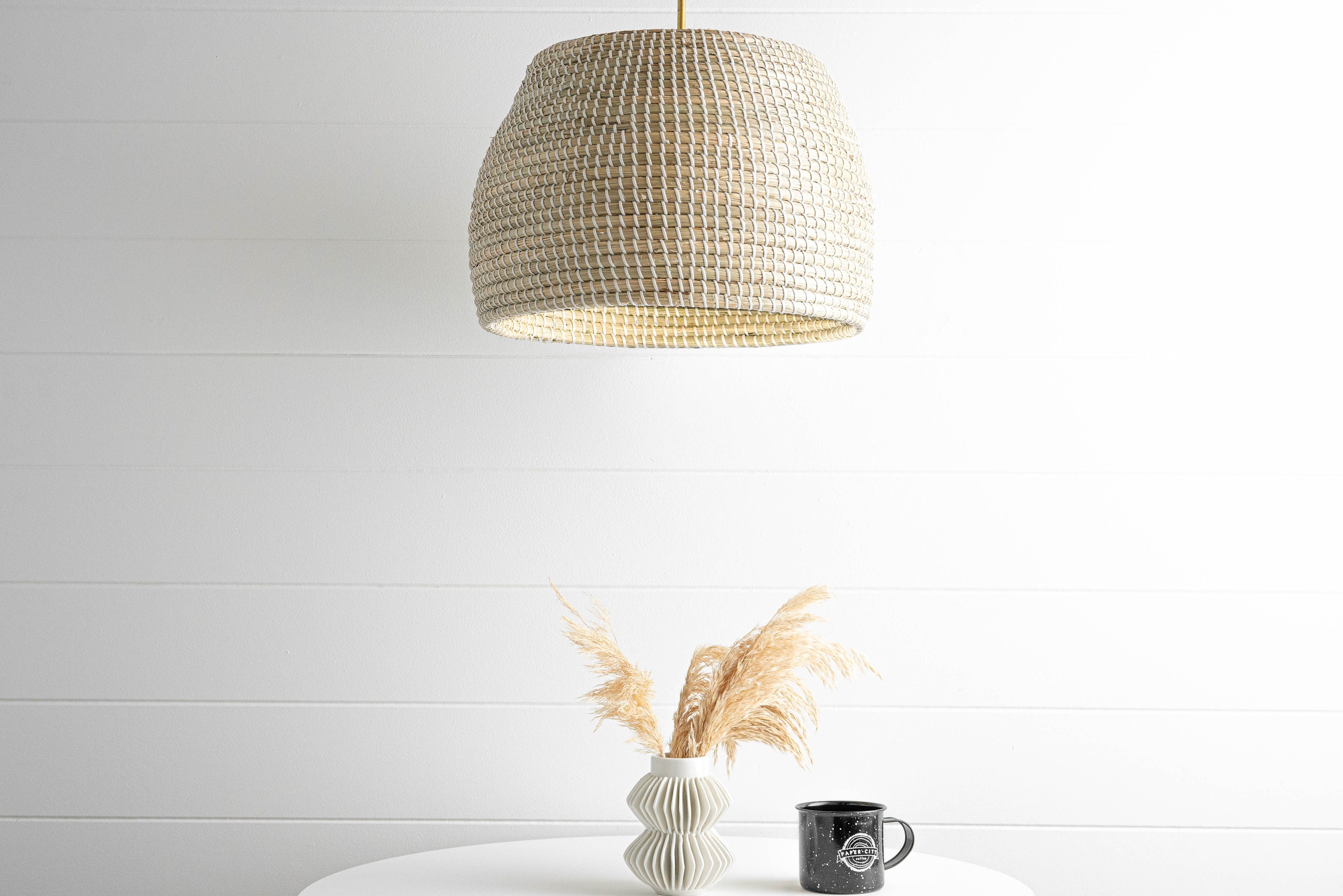 Large White Basket - Pendant Light - Boho Pendant - Boho Lighting ...