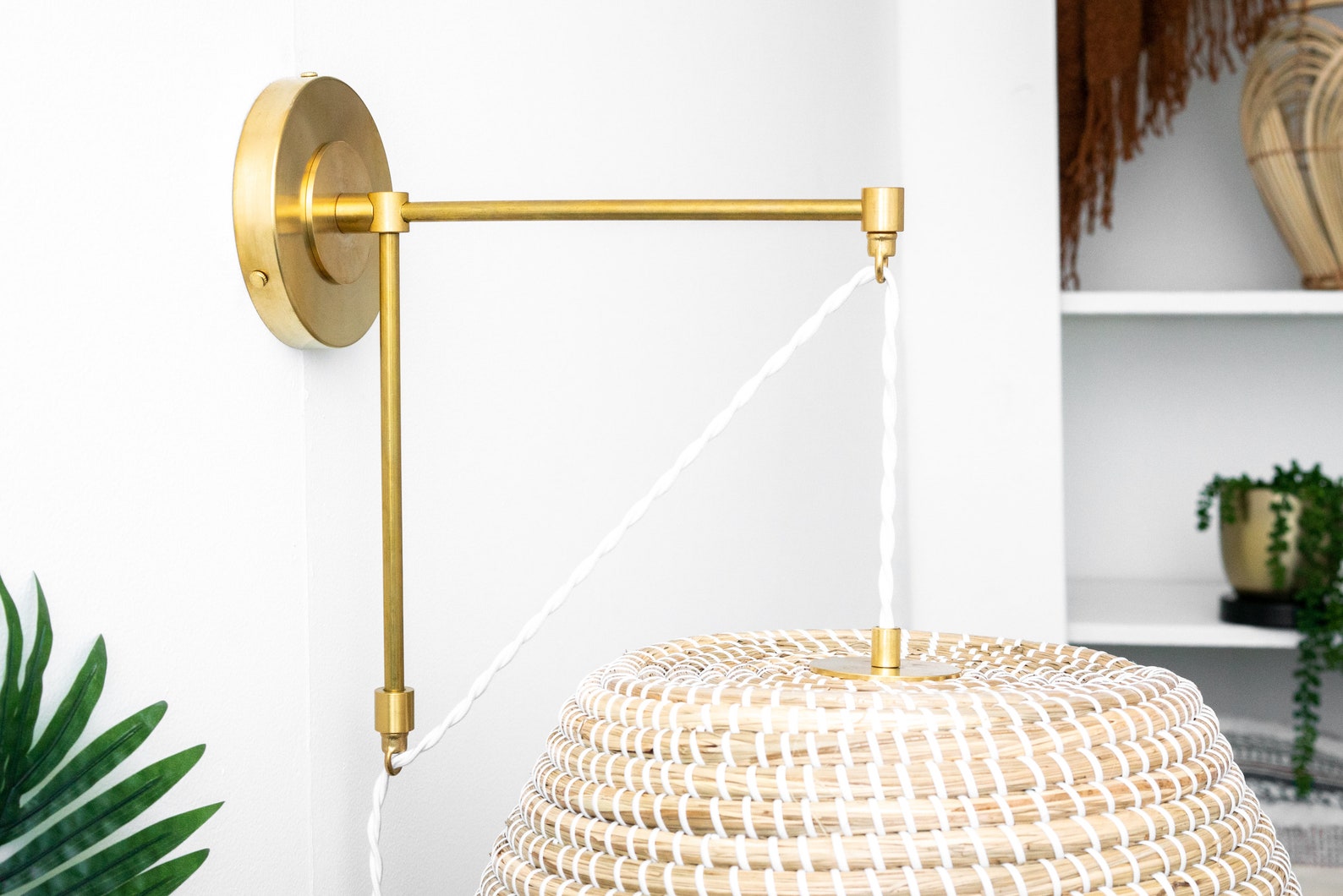 Boho Lighting African Basket Light Plug in Swag Light - Etsy