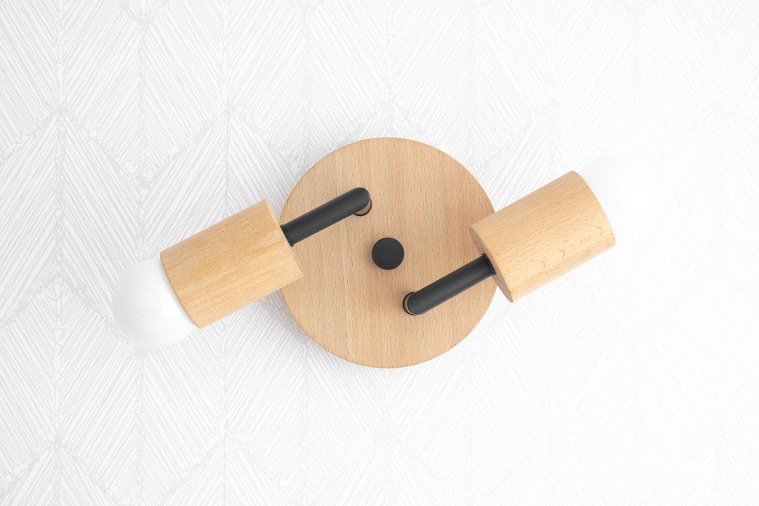 Boho Lighting - Scandinavian Sconce - Farmhouse Lighting - Double Bulb ...