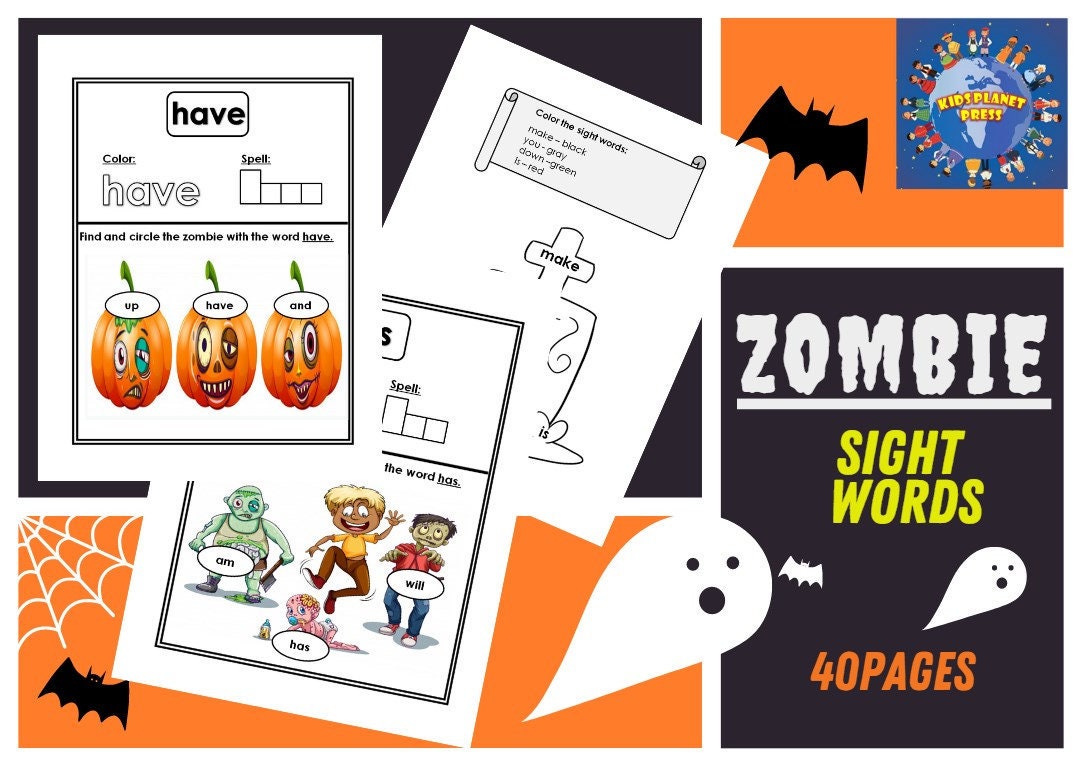 Zombie Worksheets: Halloween Themedwith Tracing, Spelling and Coloring ...