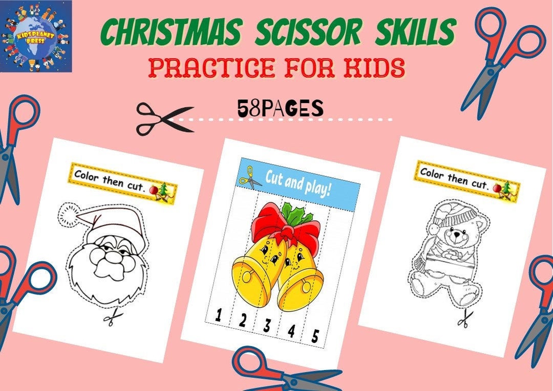 Christmas Scissor Skills Preschool Practice for Kids / 58 PAGES /A Fun ...