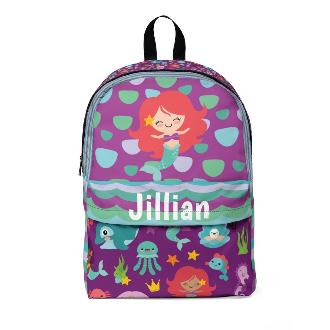 Personalized Purple Mermaid Classic Backpack, Colorful Mermaid Ocean ...