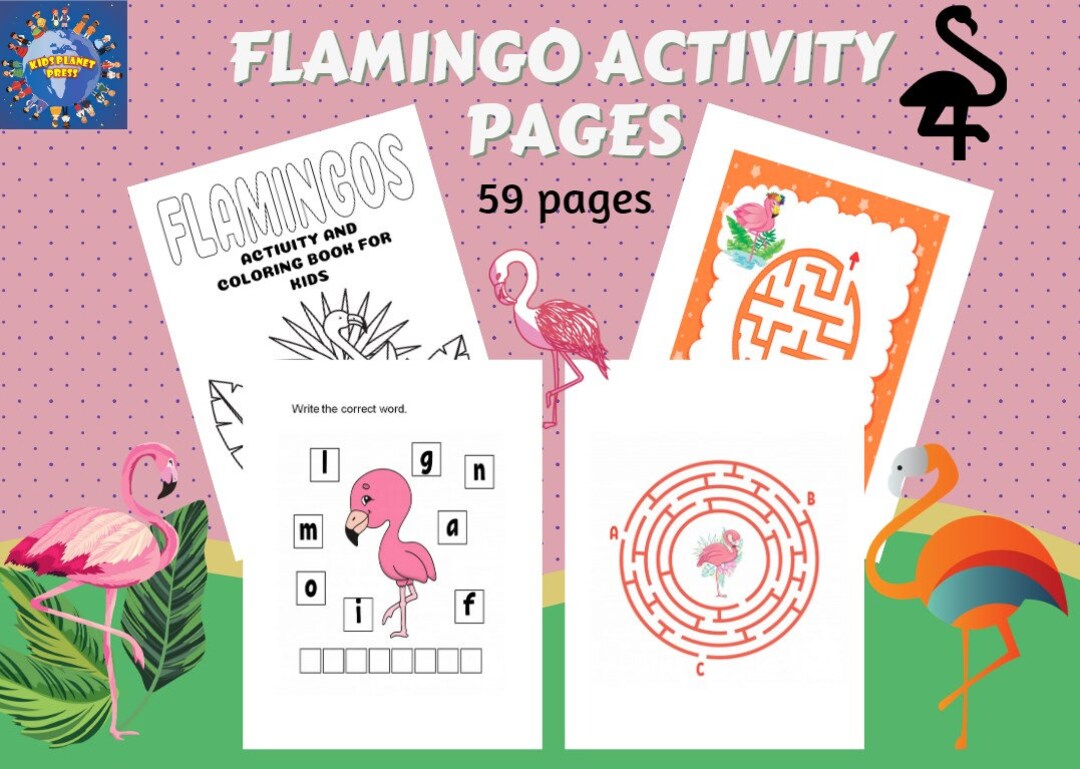 Flamingo Activity Worksheets for Kids - Etsy
