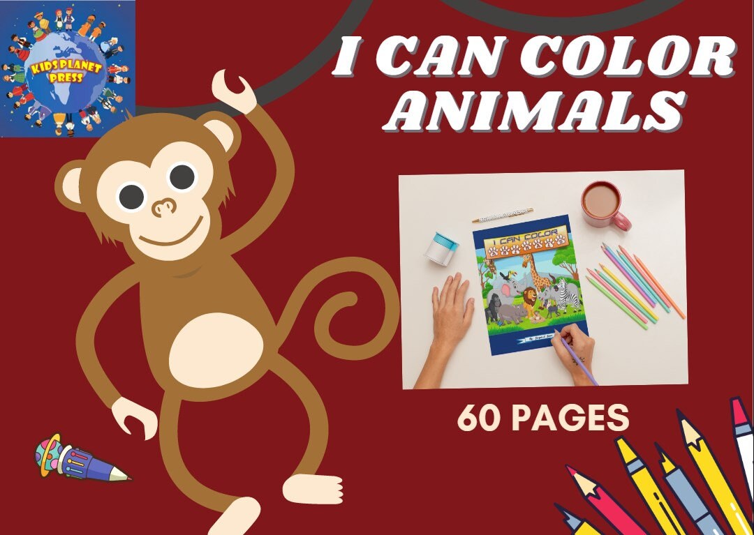 I Can Color Animals: A Simple Coloring Worksheets for Children - Etsy UK