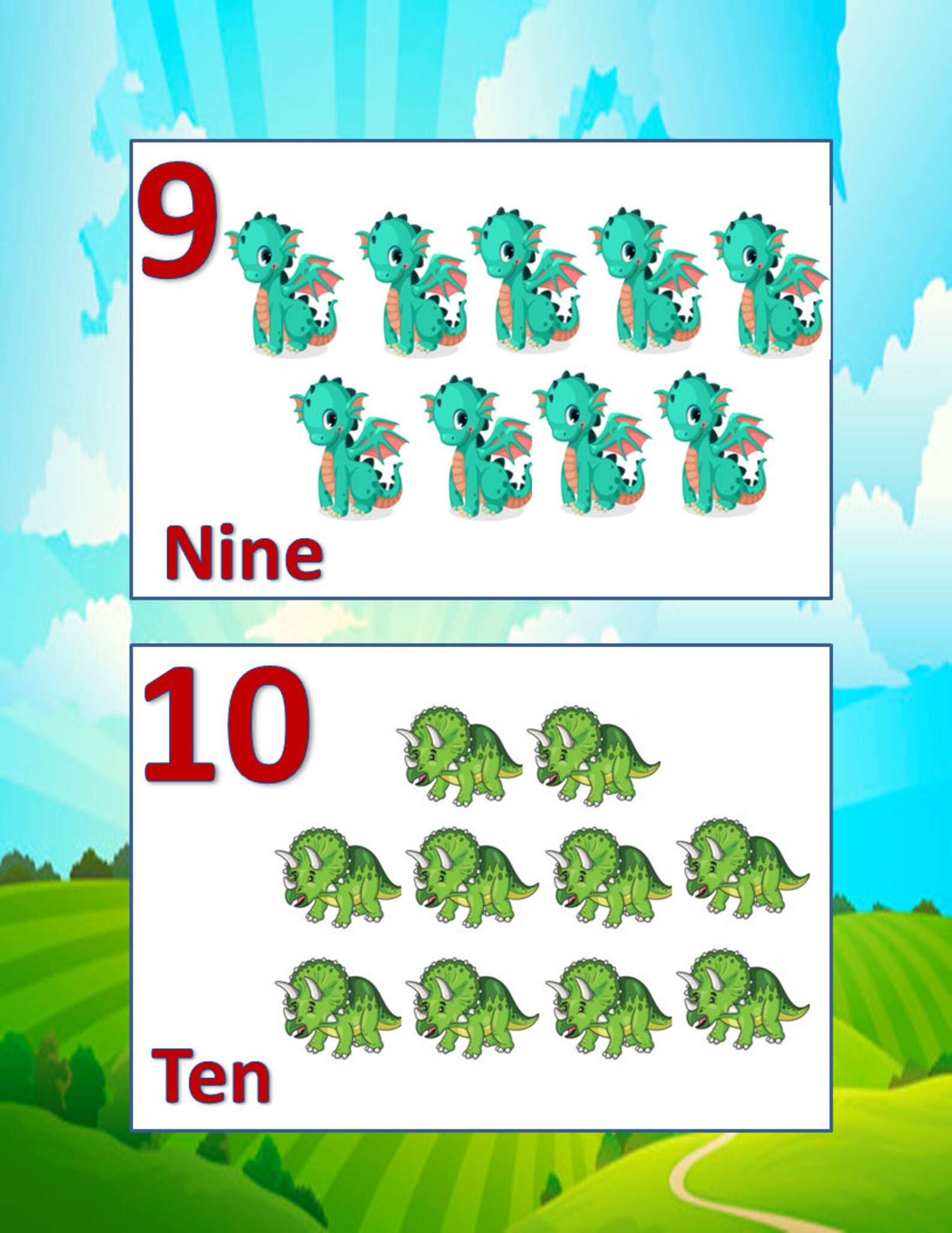 Counting With Dinosaurs: A Counting to 10 Worksheets for Children - Etsy UK