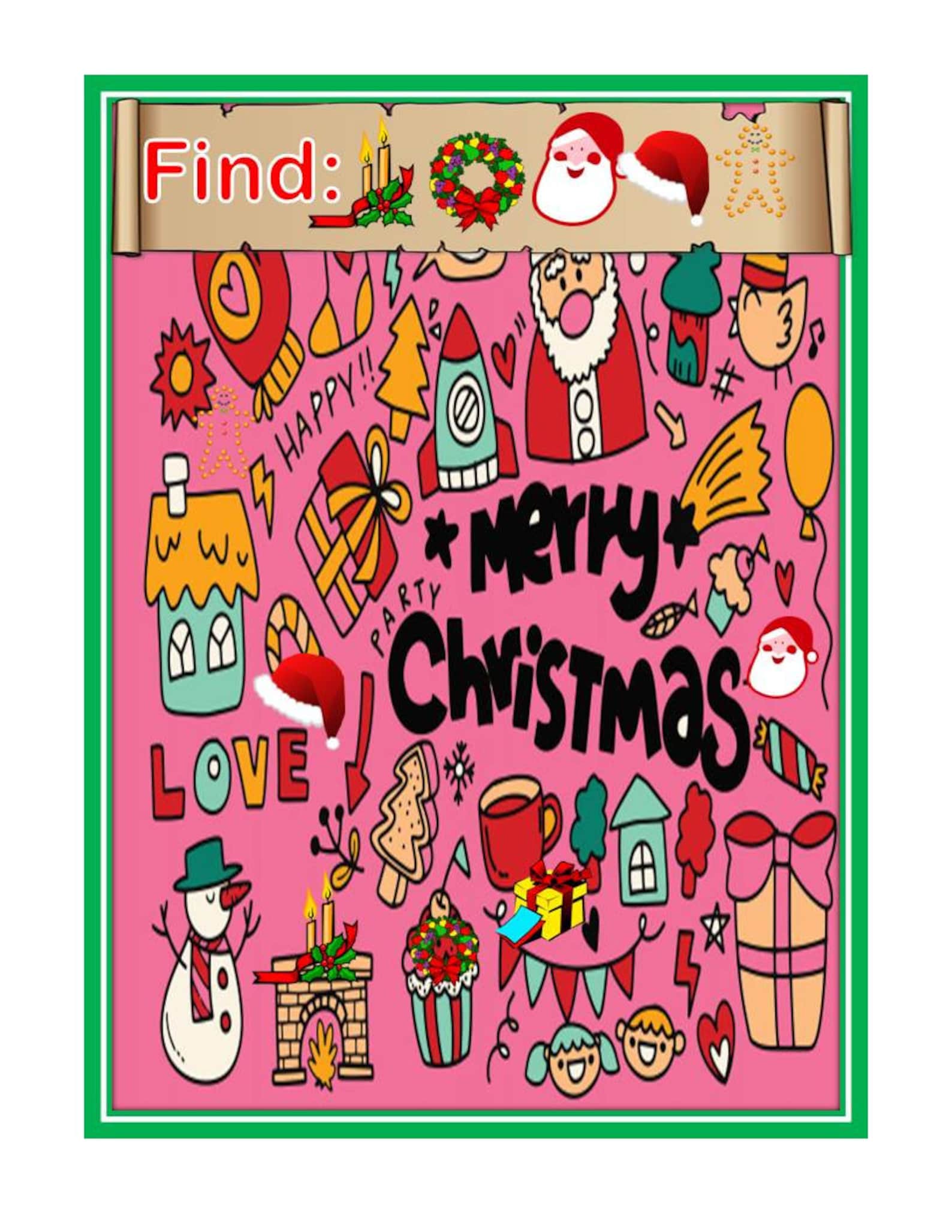 Christmas Seek and Find: A Hidden Picture Worksheets for Kids / Part 1 ...