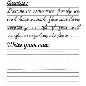 Cursive Words and Inspirational Quotes to Practice / 52pages - Etsy