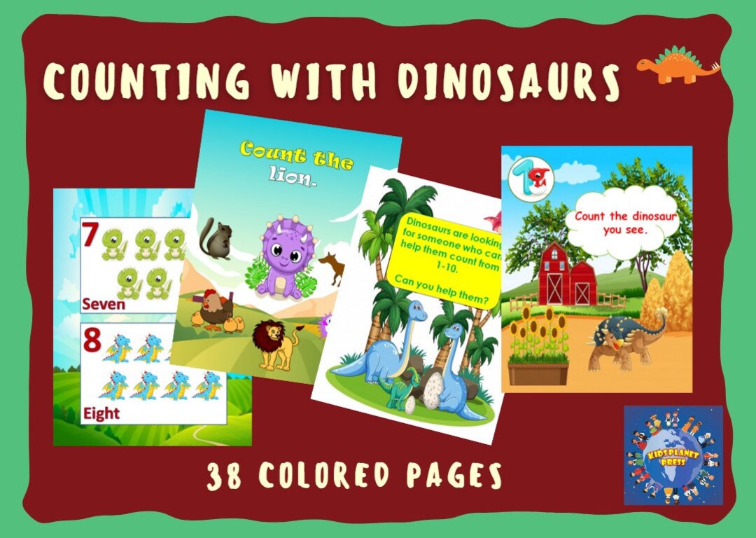 Counting With Dinosaurs: A Counting to 10 Worksheets for Children - Etsy