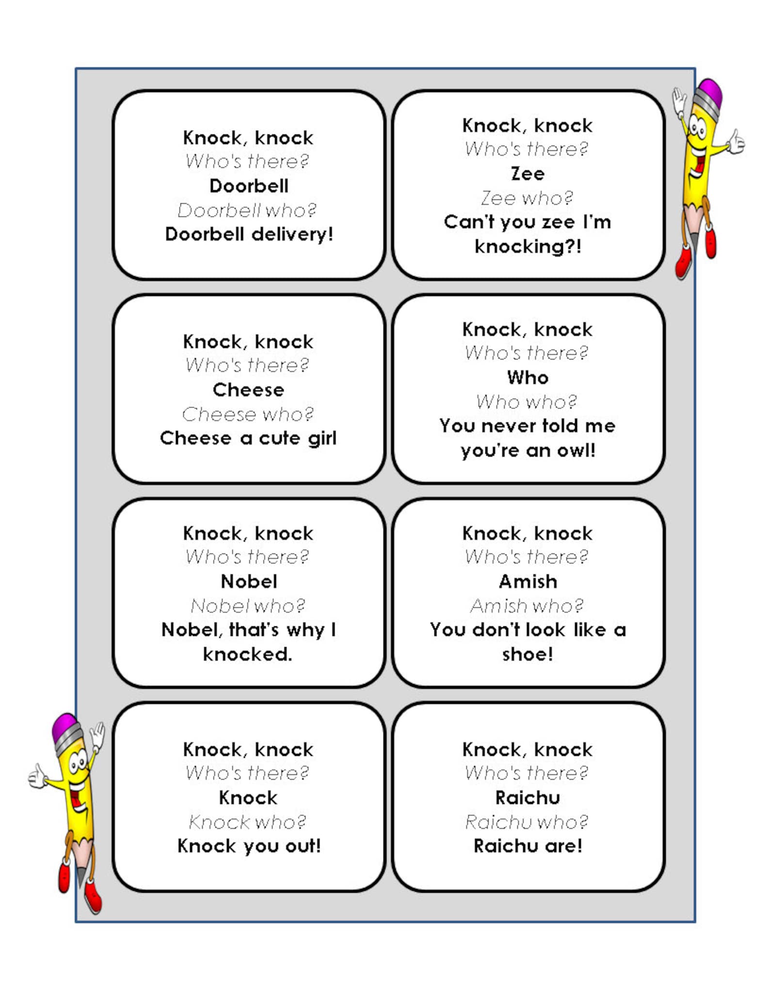 Kindergarten knock knock jokes - qeryhouse