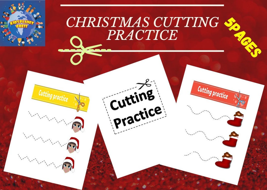 Christmas Scissor Skills Cutting Practice / 5pages - Etsy