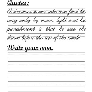 Cursive Words and Inspirational Quotes to Practice / 52pages - Etsy