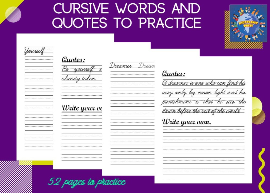 Cursive Words and Inspirational Quotes to Practice / 52pages - Etsy