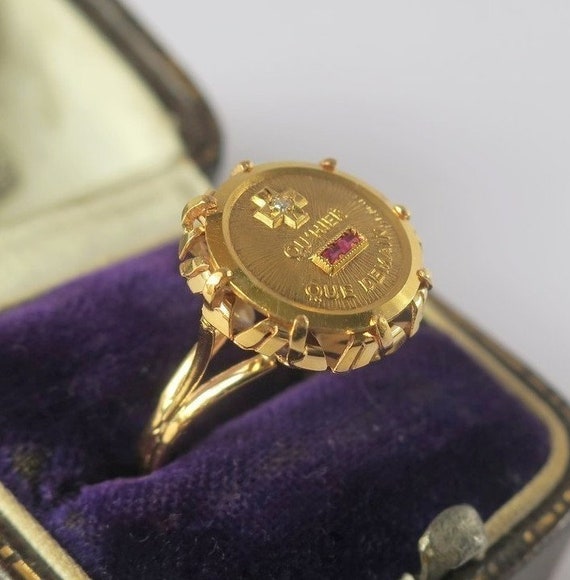 Rare bague Médaille dAmour vintage AUGIS vintage en or massif - Etsy France