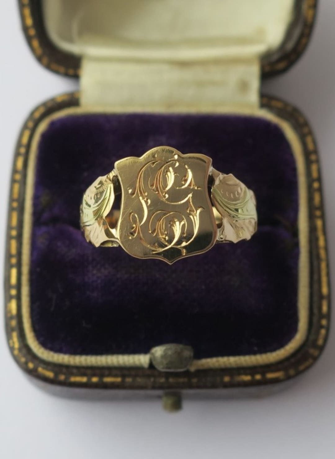 Old Signet Ring 18 Carat Gold Engraved French Jewel Circa 1880 LG ...