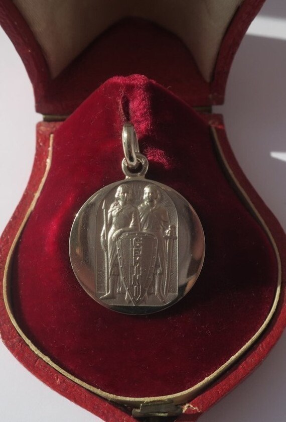 BECKER rare vintage medal pendant Gemini zodiac bifac… - Gem