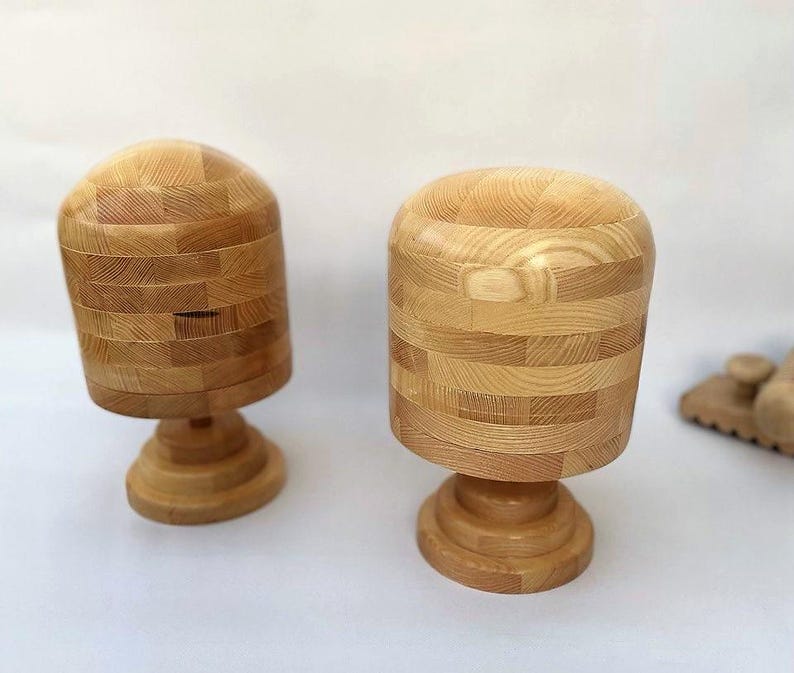 Wooden Hat Block on Stand / Oval or Round Open Crown Hat Block / Hat ...