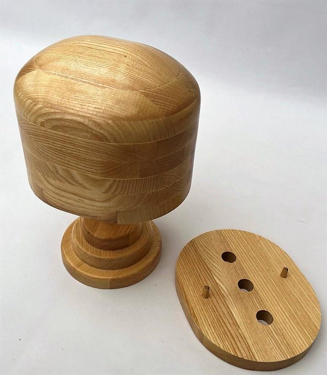 Wooden Hat Block on Stand / Oval Open Crown Hat Block / Hat Making ...