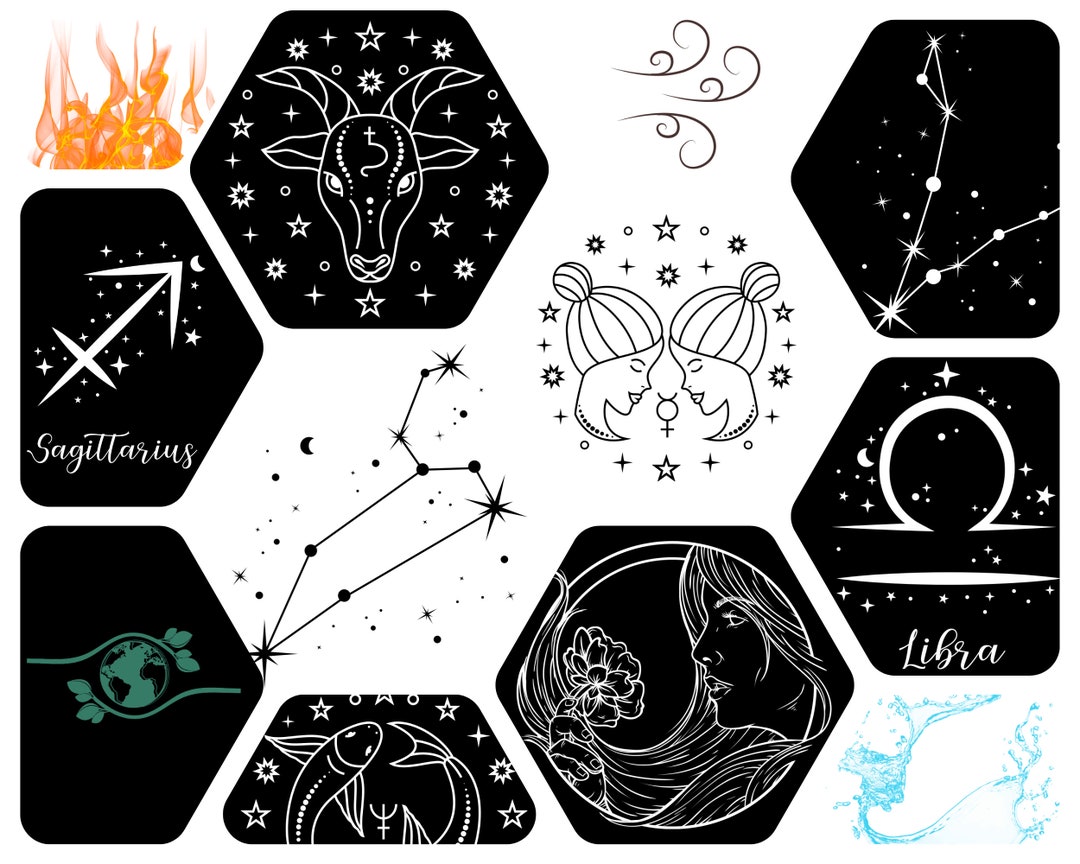 Astrology Earth Sign Sticker Pack SVG Files for Personalization - Etsy