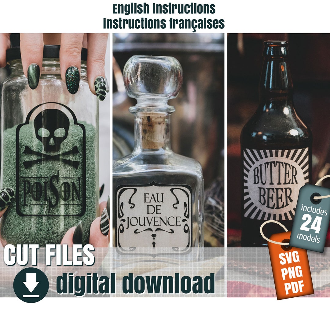 Cut Files, Downloadable Labels, for Potions, Elixir and Drink, PNG and ...