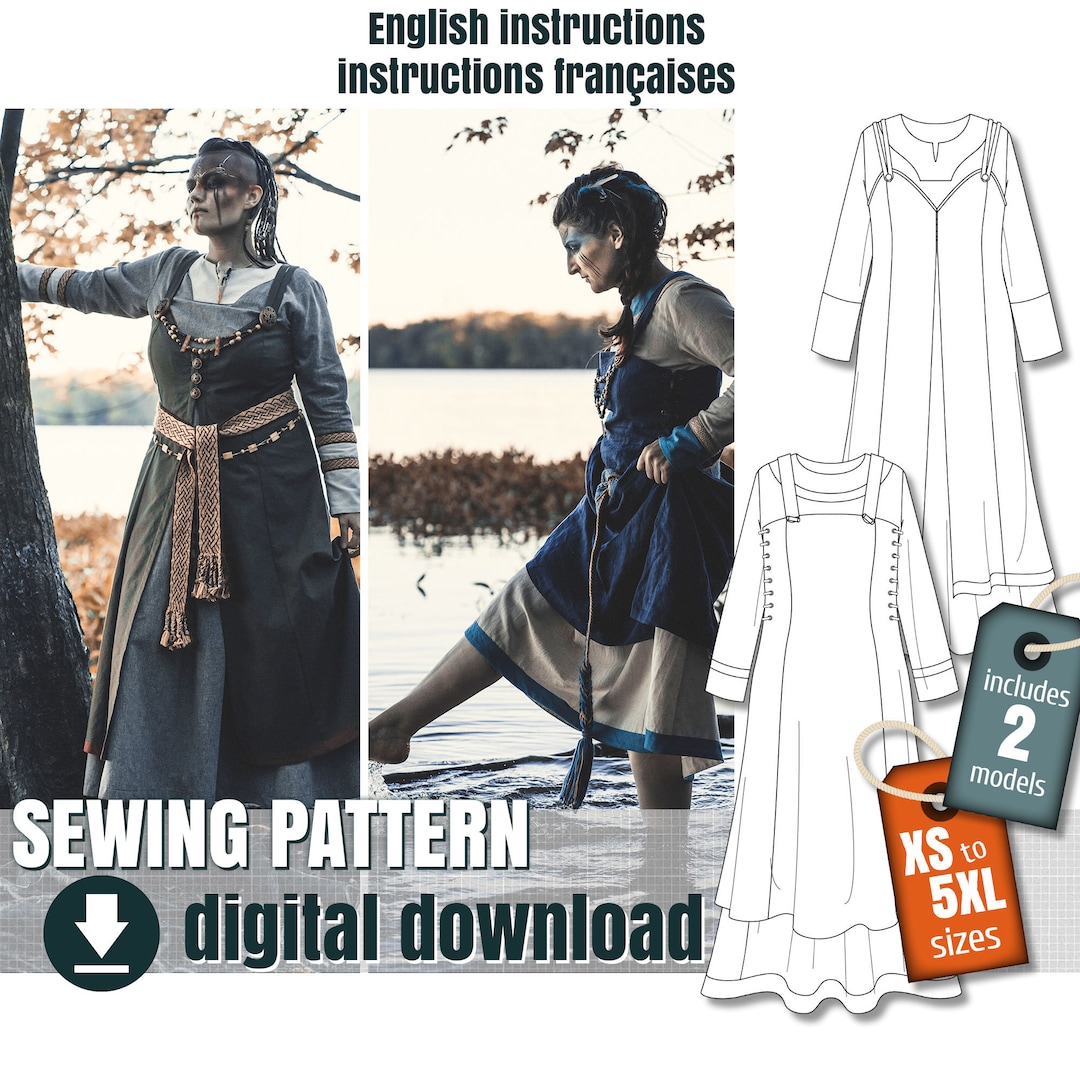 Sewing Pattern, Viking Style Dress, 2 Dresses + 2 Different Over ...