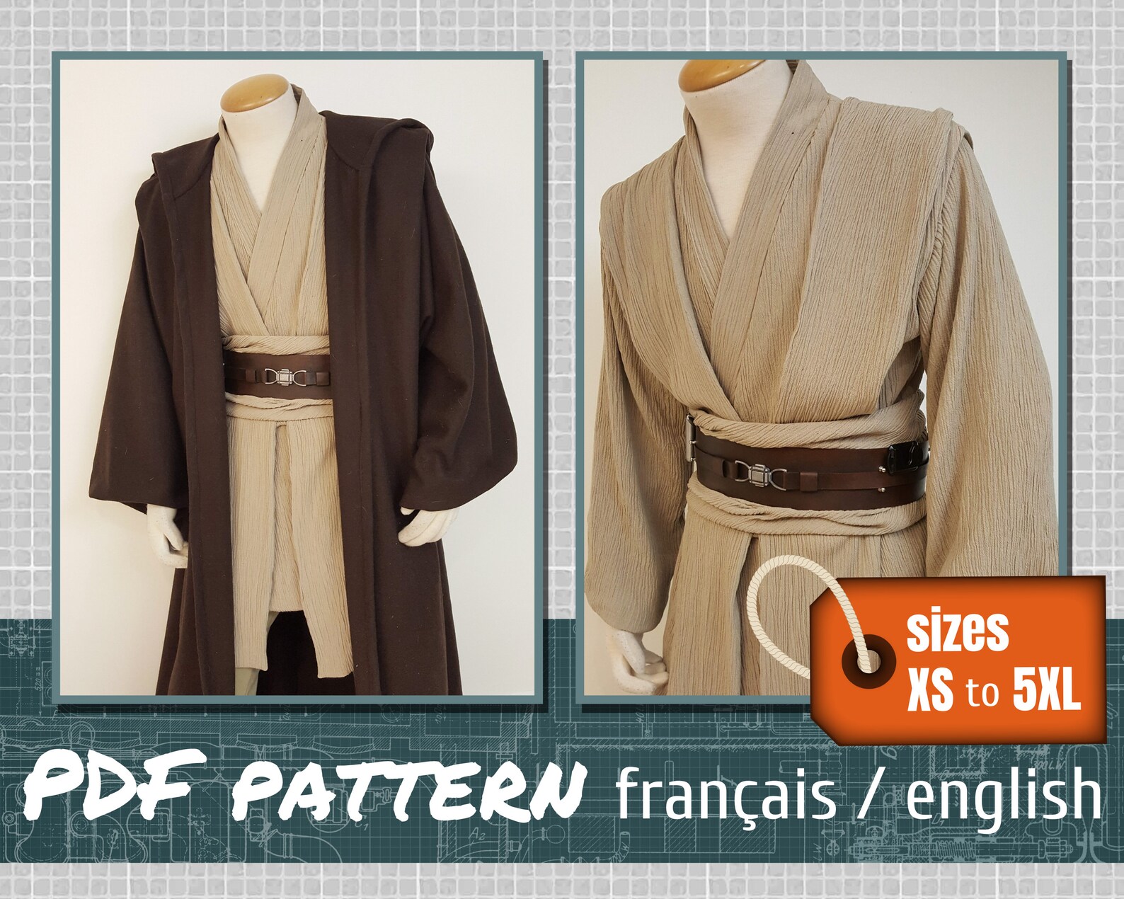 Sewing Pattern BUNDLE Jedi Style Costume Downloadable PDF - Etsy