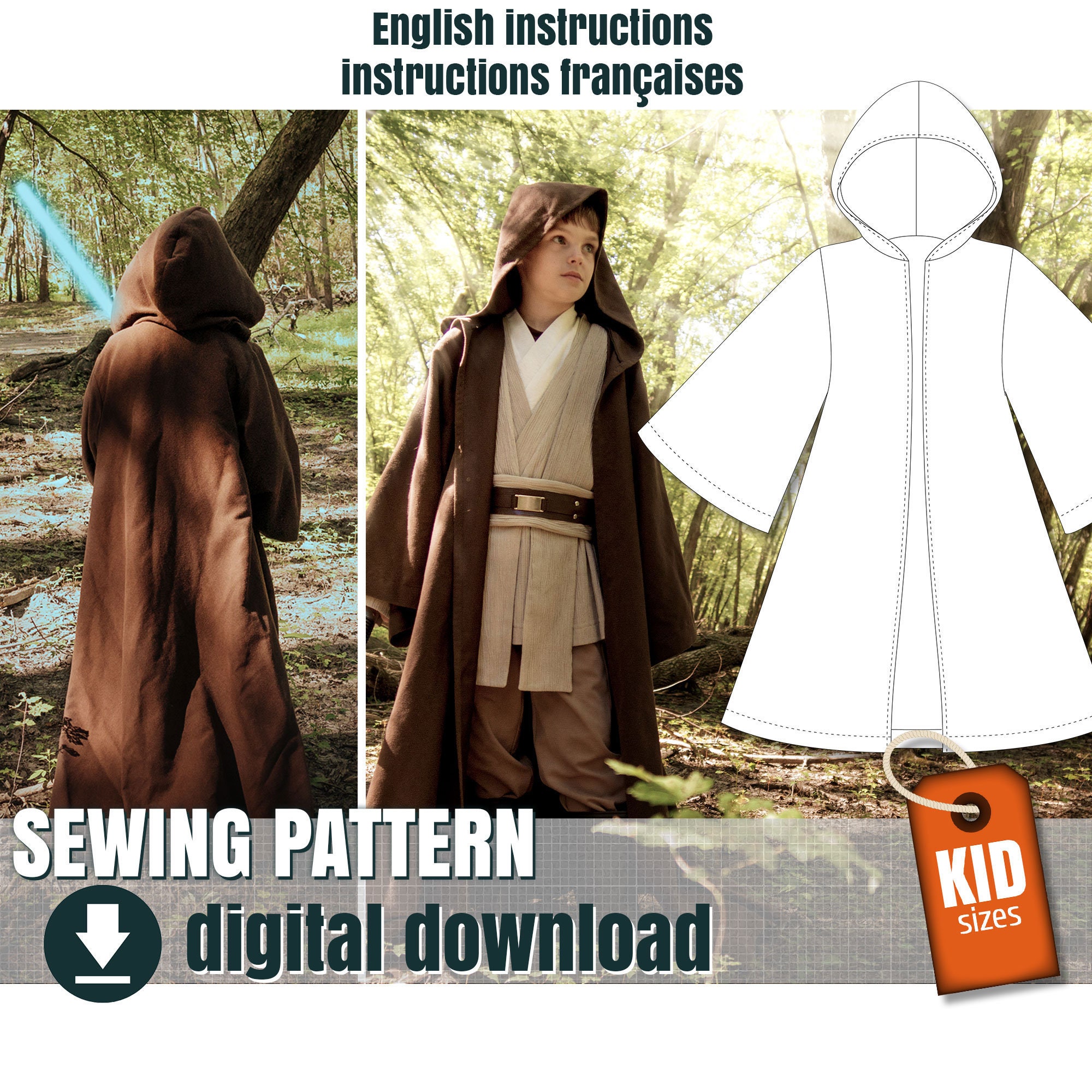 Sewing Pattern for Kid, Jedi Style Robe Only, Downloadable PDF File FR ...