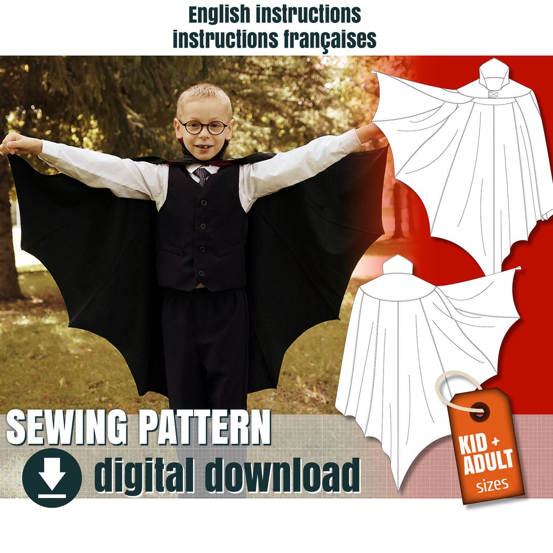 Sewing Pattern, Vampire Cape, Kid and Adult Size, Downloadable PDF FR ...