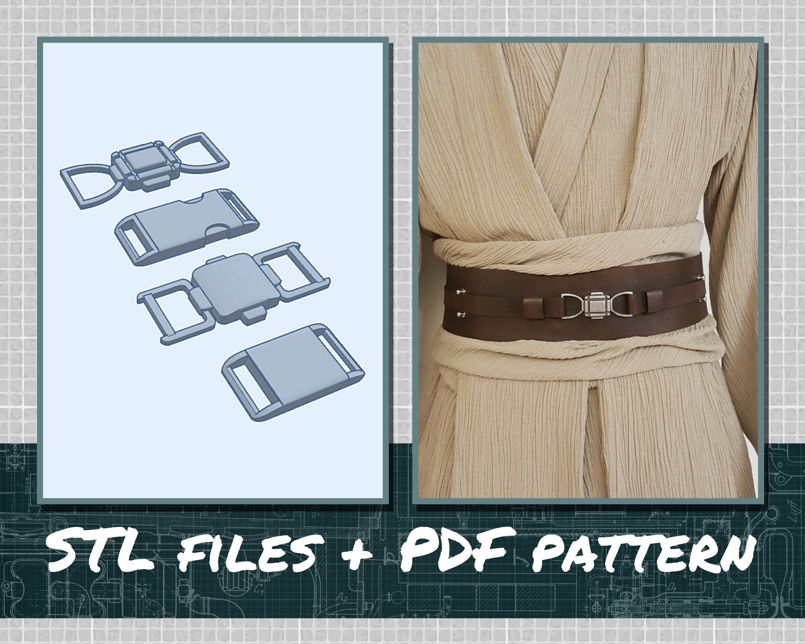 3D Print File Jedi Belt Buckle STL File PDF Pattern Jedi - Etsy