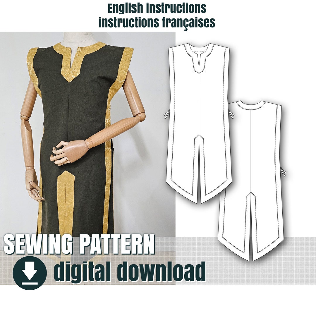 Sewing Pattern, Simple Tabard, Open on the Sides, Downloadable PDF File ...