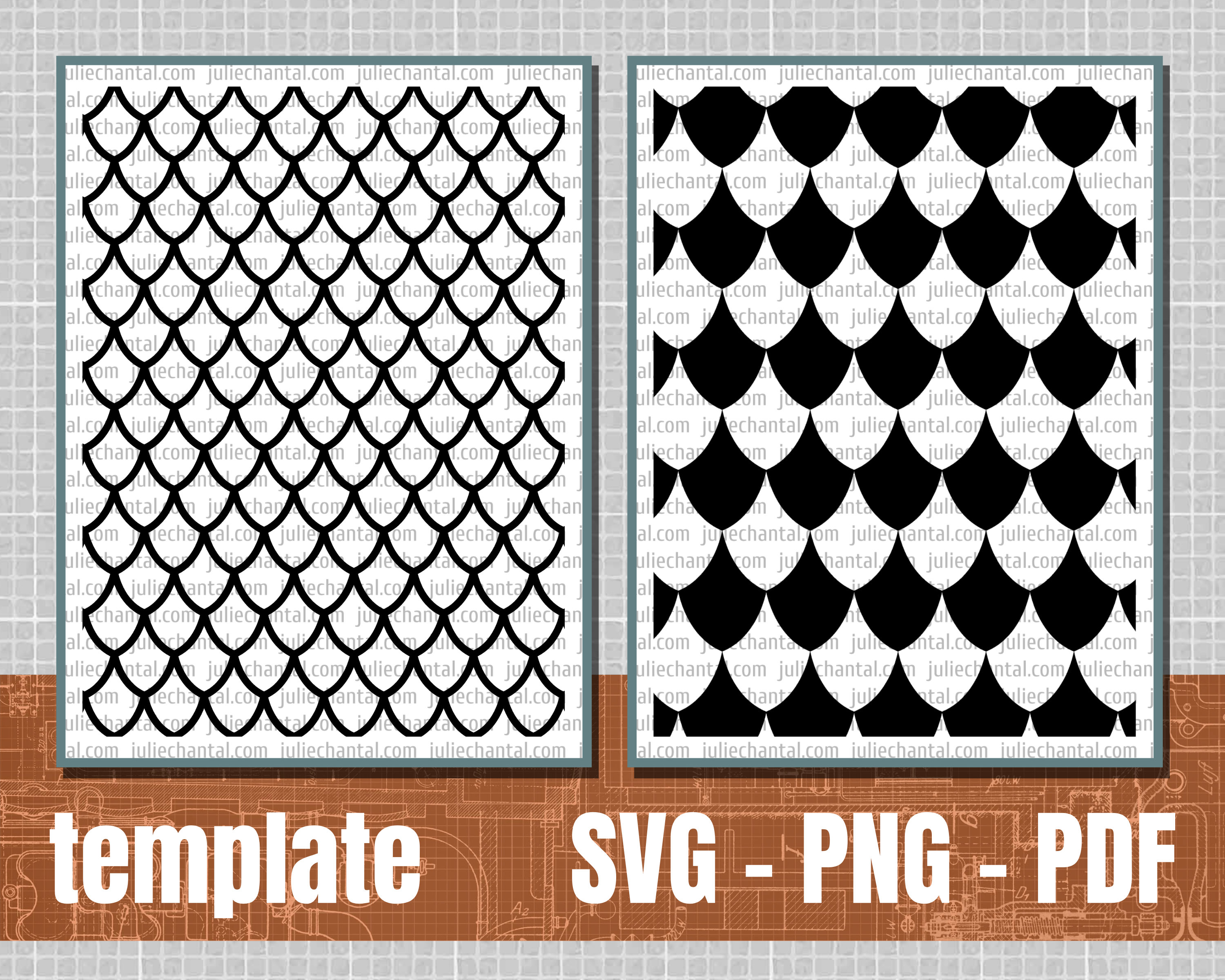 Dragon scale Mermaid scale pattern stencil digital template | Etsy