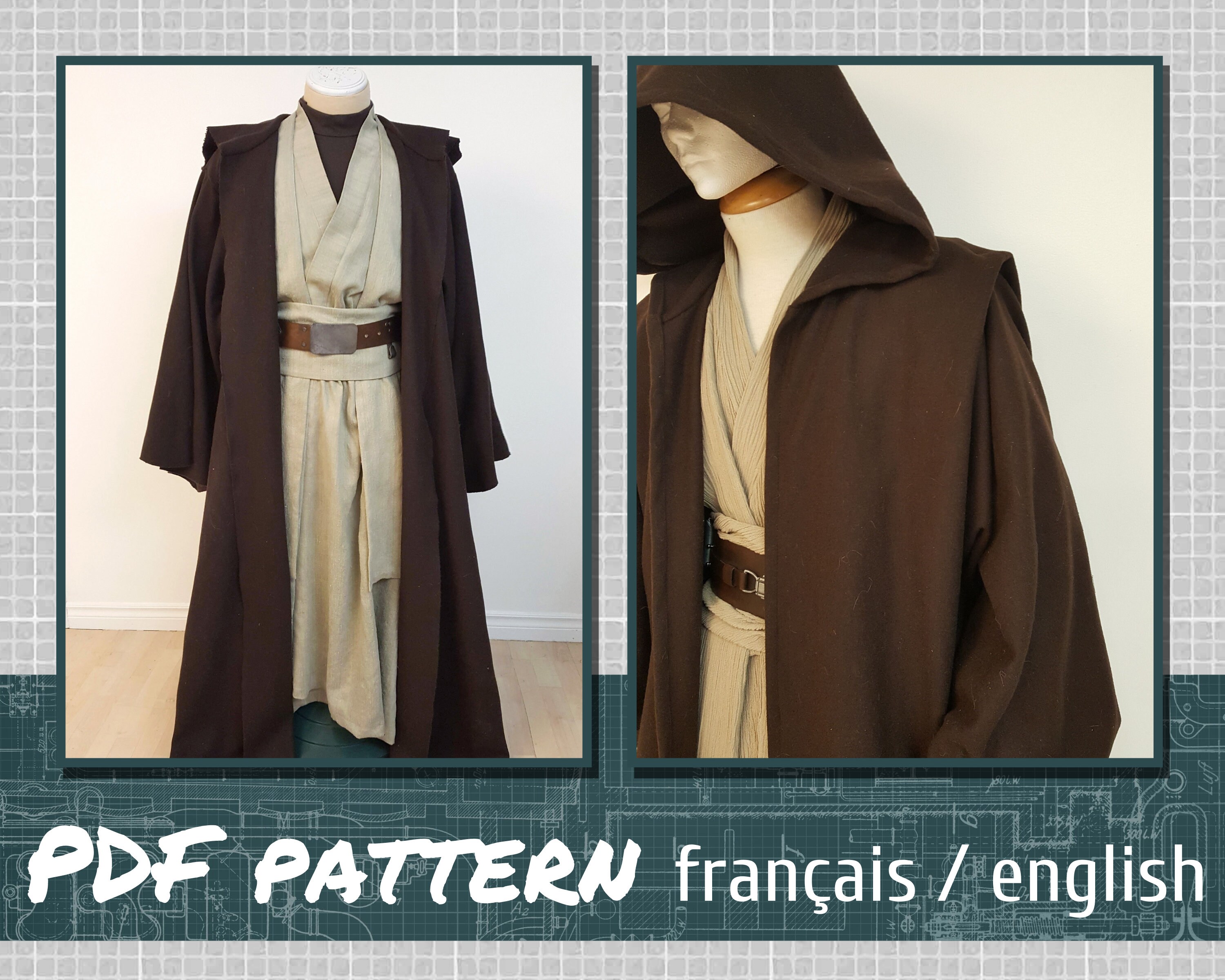 Sewing Pattern Jedi Style Outer Robe Cloak Obi-Wan Kenobi | Etsy