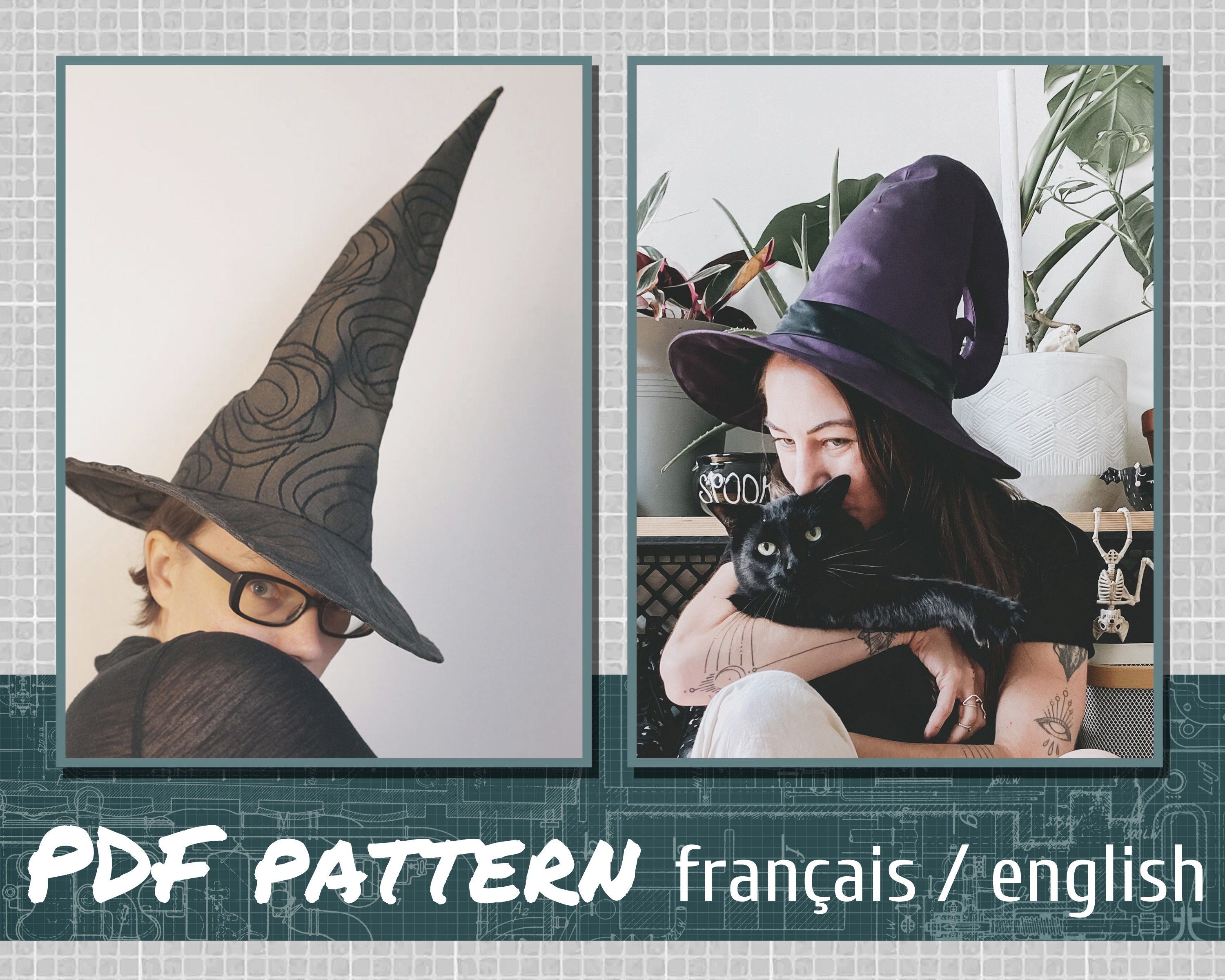 Sewing pattern Witch hat 2 different models downloadable | Etsy