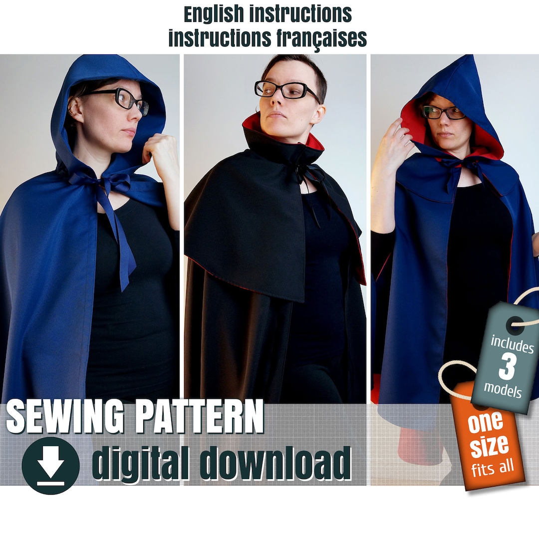 Sewing Pattern, Cape, 3 Different Models, Downloadable PDF FR + EN - Etsy