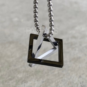 Mens Geometric Interlocking Triangle Square Pendant Necklace - Etsy