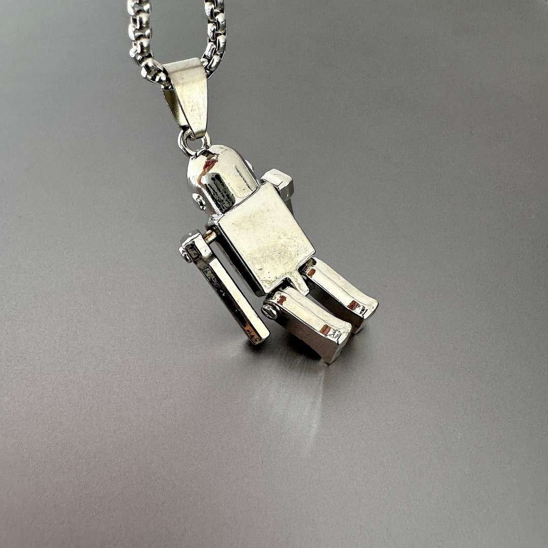 Stainless Steel Robot Pendant Necklace - Etsy